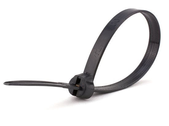 10x300mm Black Steel Barb Inlay Cable Tie - 100 Pack - Secure Cable Ties